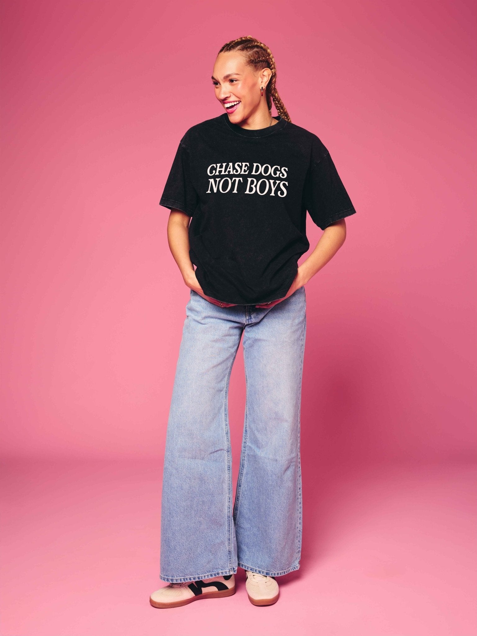 Chase Dogs Not Boys Tee - Acid Wash | Mutty Prints